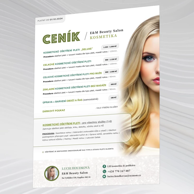 Návrh letáku, ceníku, jídelního lístku a... za 1500,00 Kč | JAUDĚLÁM.cz